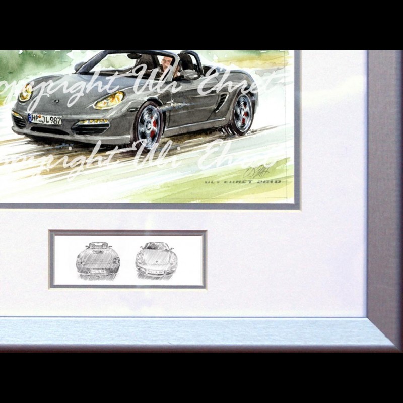 Porsche Boxster 987 grey wood frame aluminum with black and white ...