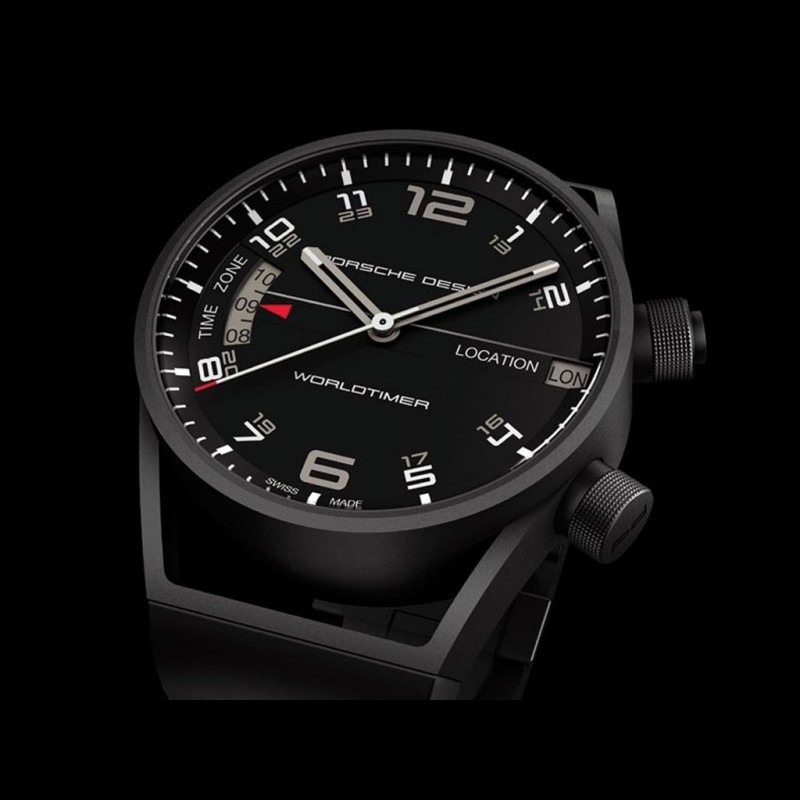 Montre automatique Porsche Worldtimer noire Porsche Design Timepieces ...