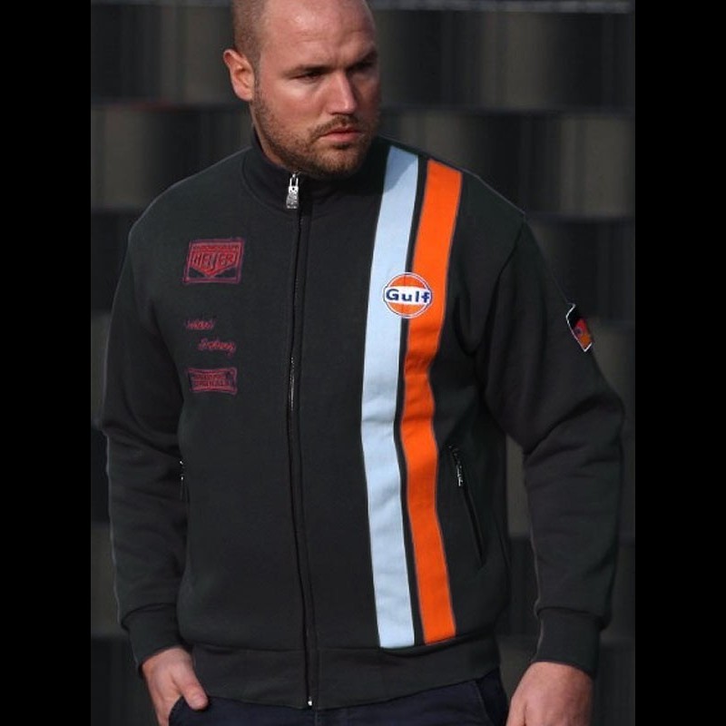 Gulf Jacket Steve Mc Queen Le Mans black fleece - men