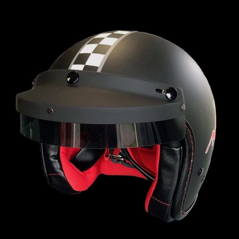Helmet James Dean n° 130 Little Bastard black / checkered stripe