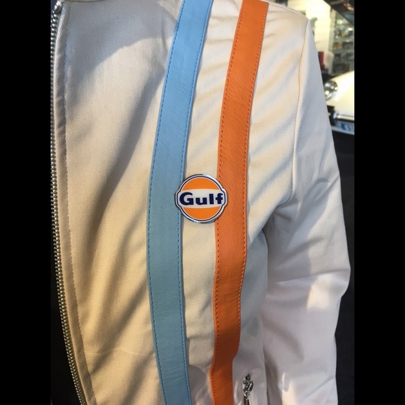 Jacket Gulf Vintage leather stripes cotton beige - women