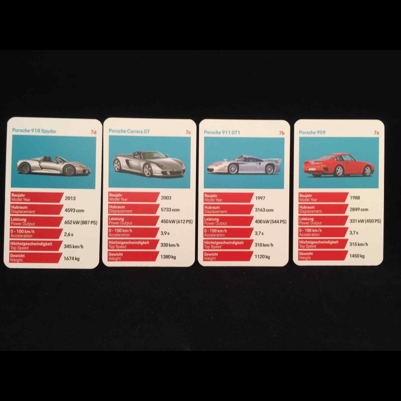 Porsche Quartet Card game Trump game 70 years Porsche 1948 - 2018 ...