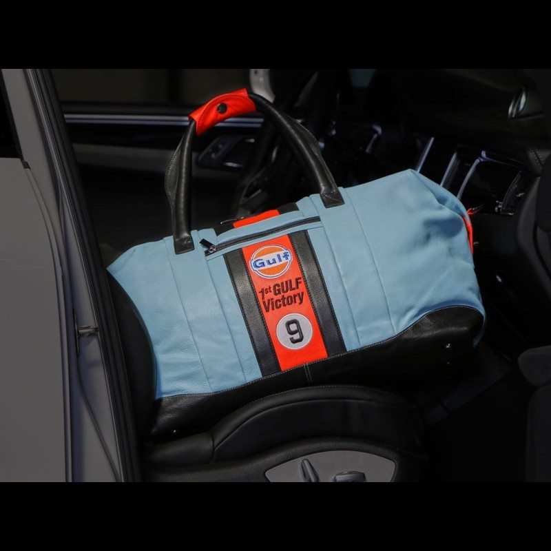 Gulf Racing Bag Travel Le Mans 1968 victory leather blue / orange / black