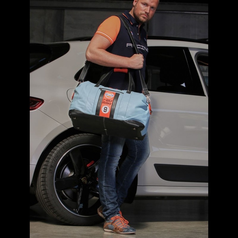 Gulf Racing Bag Travel Le Mans 1968 victory leather blue / orange / black