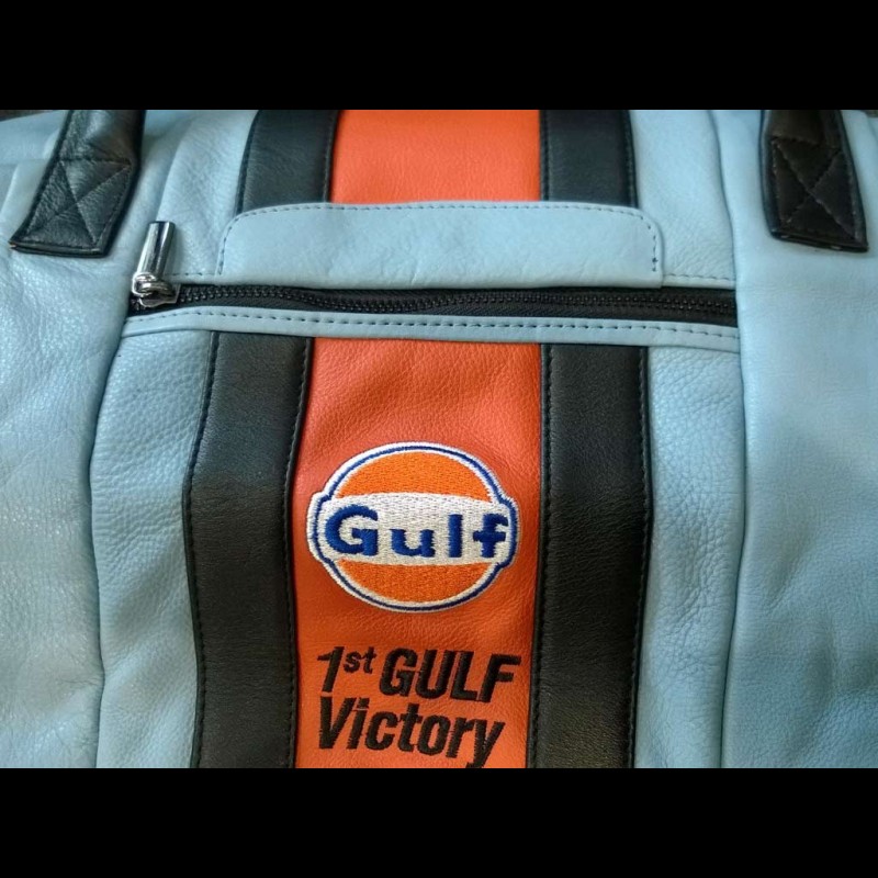 Gulf Racing Bag Travel Le Mans 1968 victory leather blue / orange / black