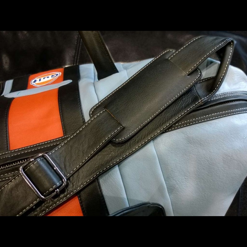 Gulf Racing Bag Travel Le Mans 1968 victory leather blue / orange / black