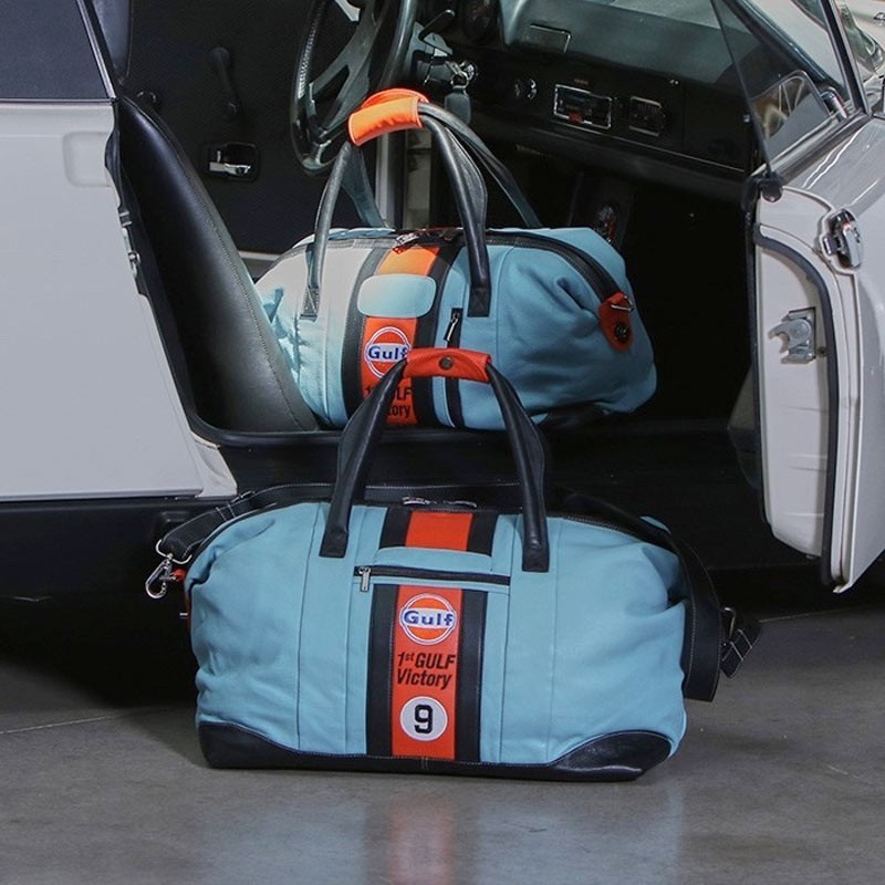 Gulf Racing Bag Travel Le Mans 1968 victory Medium leather blue ...