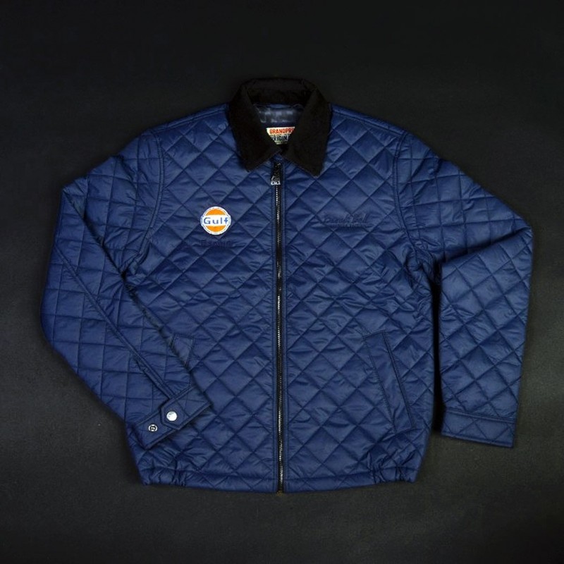 Sporty quilted short jacket Derek Bell navy blue - men
