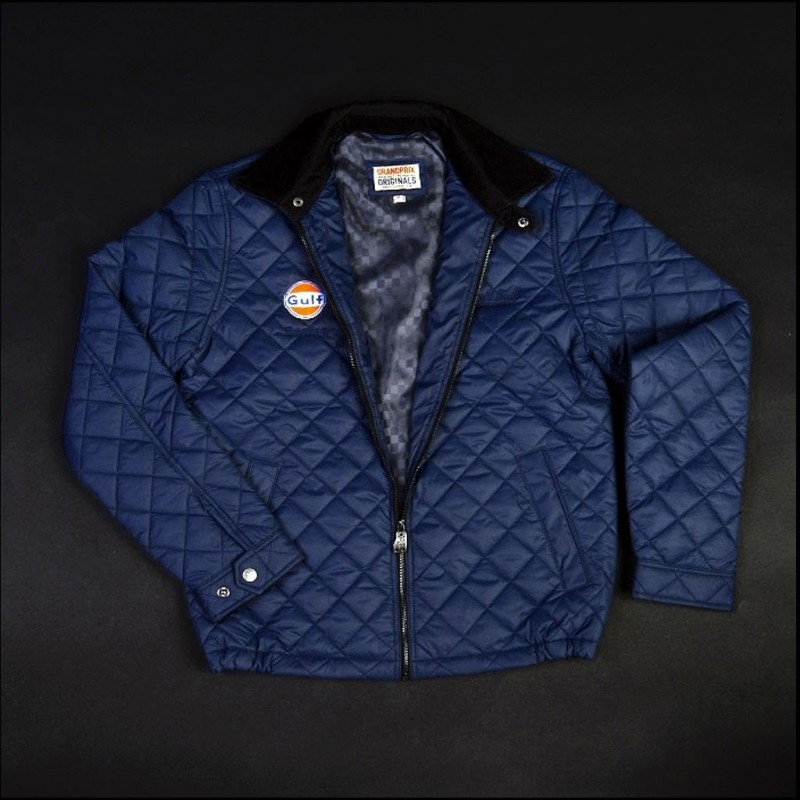 Sporty quilted short jacket Derek Bell navy blue - men