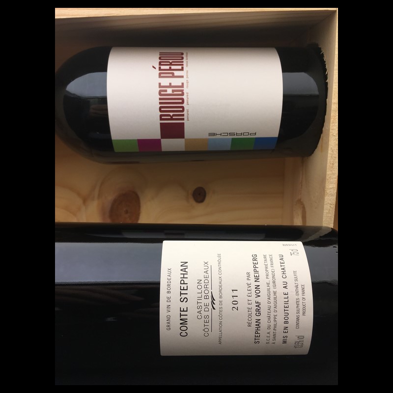 Box of 2 bottles of wine 50 years Porsche 911 Bordeaux Rouge Pérou 2011
