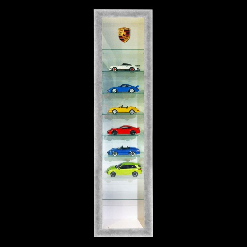 Wall showcase for 9 Porsche in 1/18 - Concrete grey