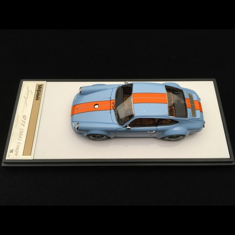 Porsche 911 type 964 Singer Gulf blue / Orange stripes 1/43 Make Up ...