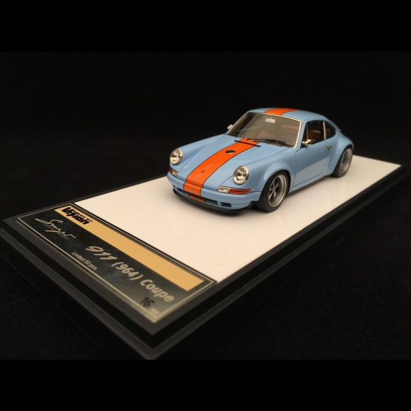Porsche 911 type 964 Singer Gulf blue / Orange stripes 1/43 Make Up ...