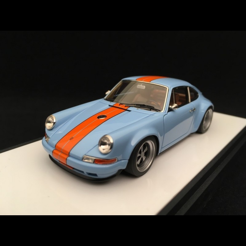 Porsche 911 type 964 Singer Gulf blue / Orange stripes 1/43 Make Up ...