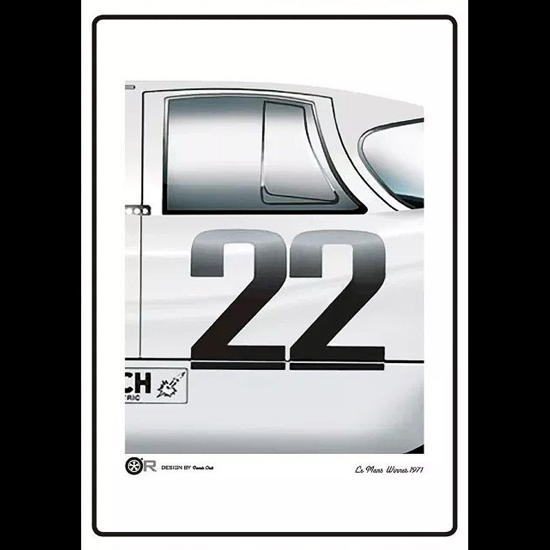 Poster Porsche 917 n° 22 Le Mans 1971 Martini 50 x 70 cm