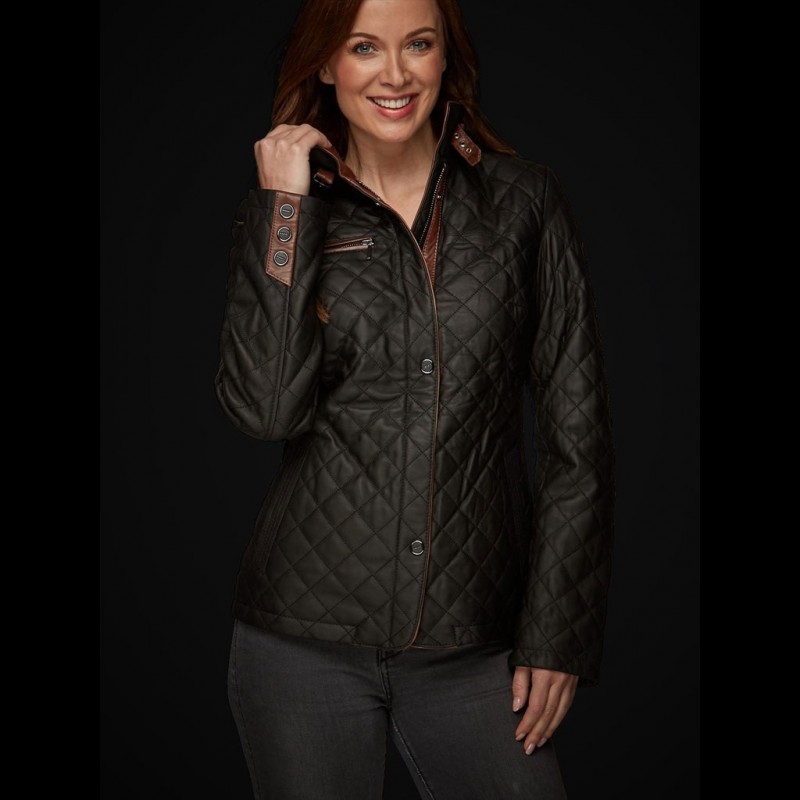 Leather jacket Lady driver quilted black - women