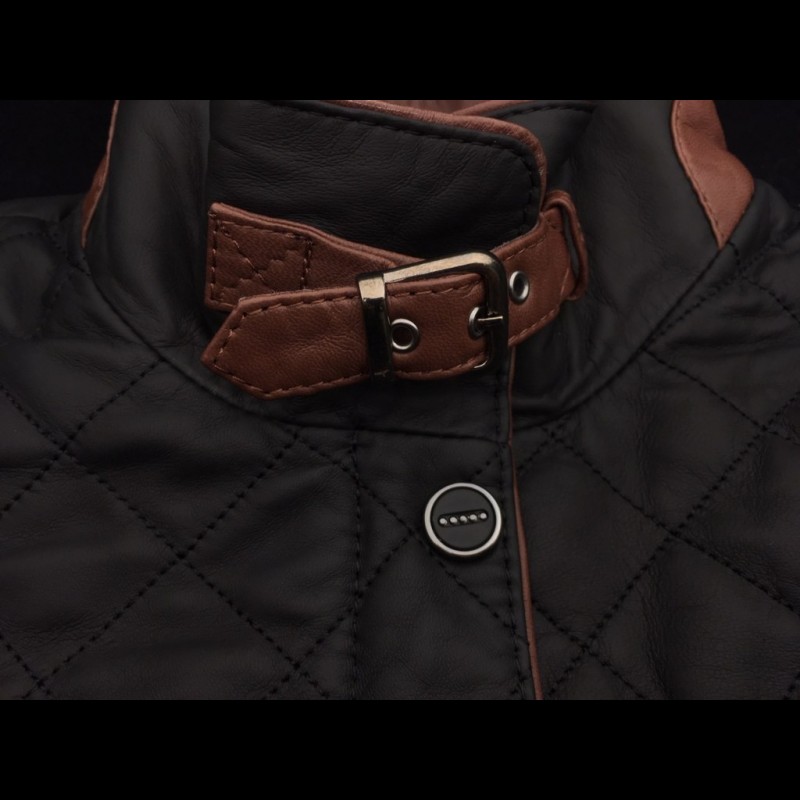 Leather jacket Lady driver quilted black - women