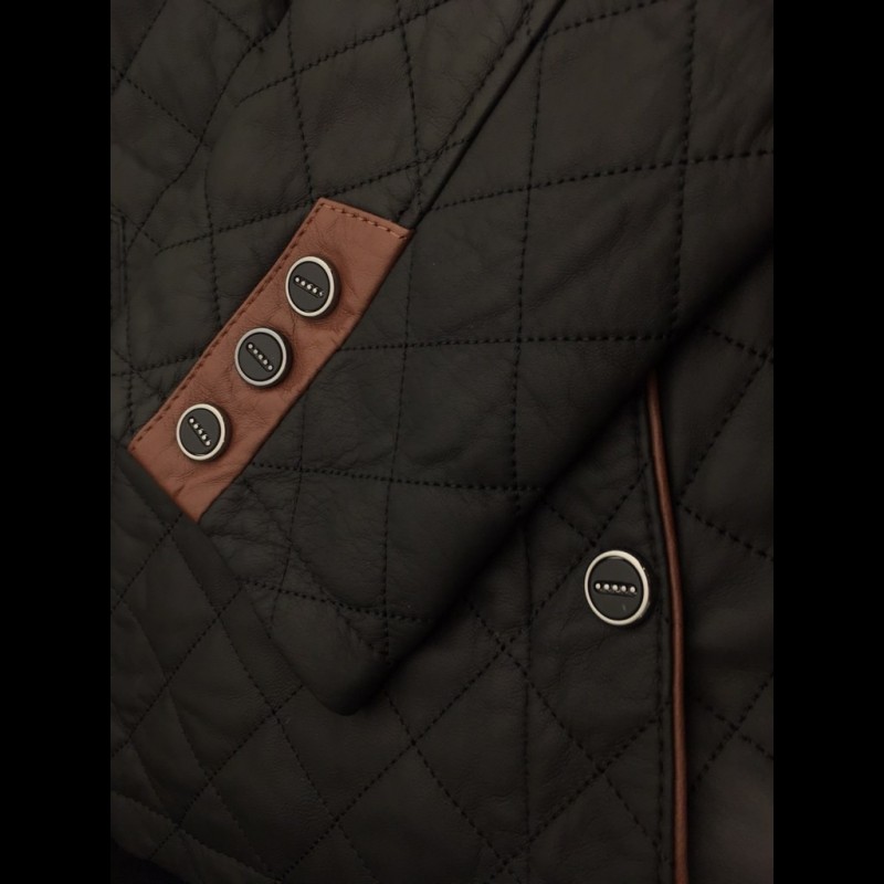 Leather jacket Lady driver quilted black - women