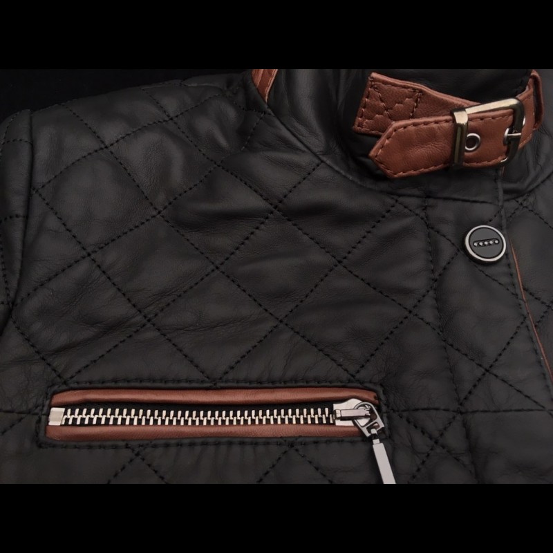 Leather jacket Lady driver quilted black - women