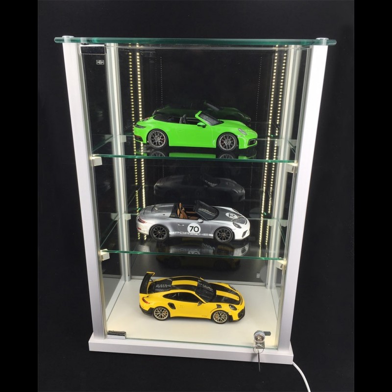 Glass display showcase LED lighting For up to 15 Porsche model cars 1/ ...