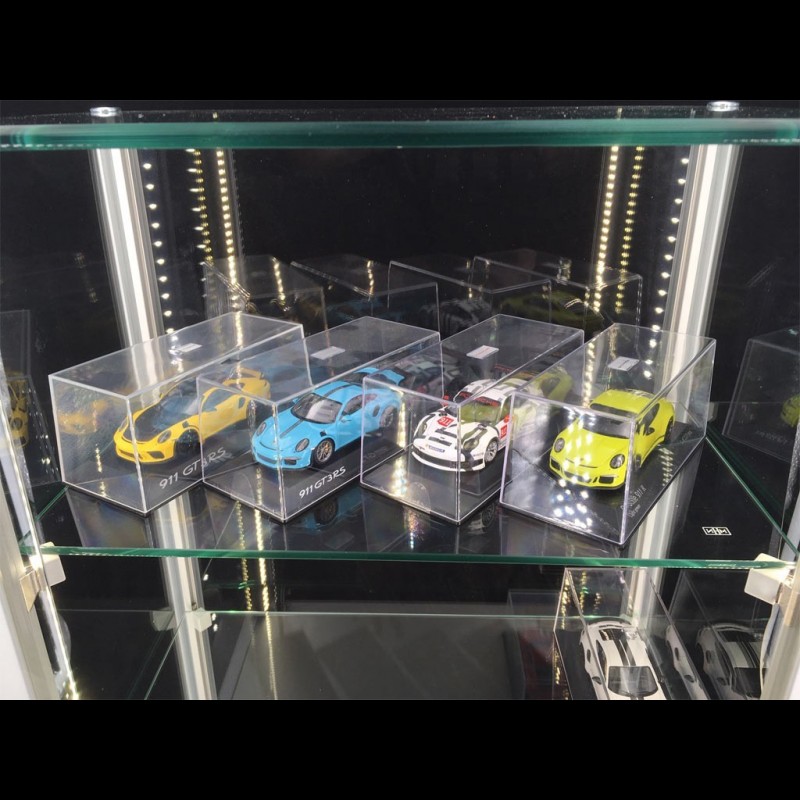 Glass display showcase LED lighting For up to 15 Porsche model cars 1/ ...
