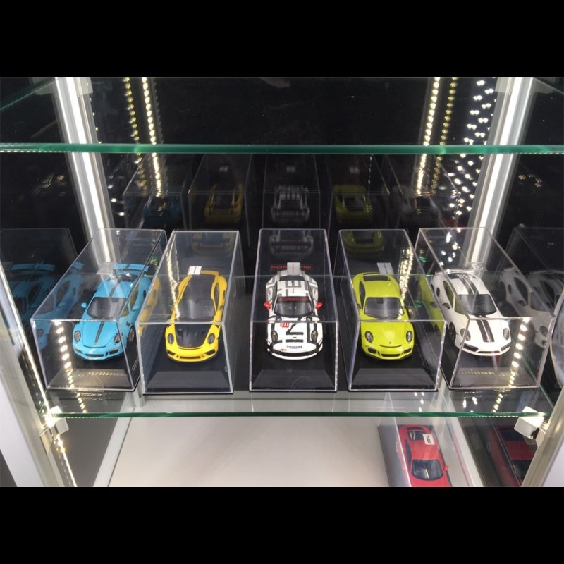 Glass display showcase LED lighting For up to 15 Porsche model cars 1/ ...