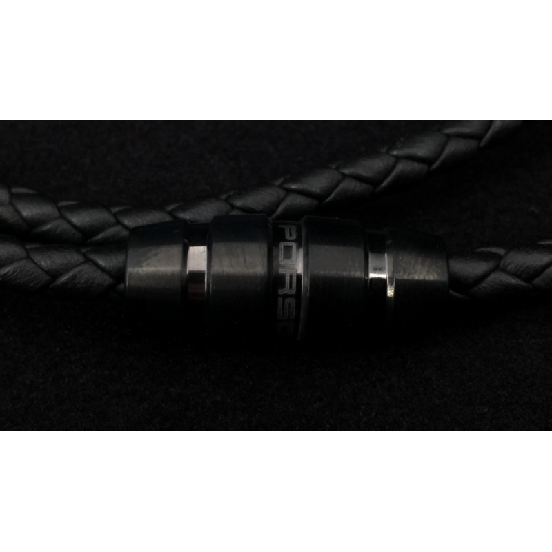 Porsche bracelet double braided black leather Grooves 2.0 Porsche Design