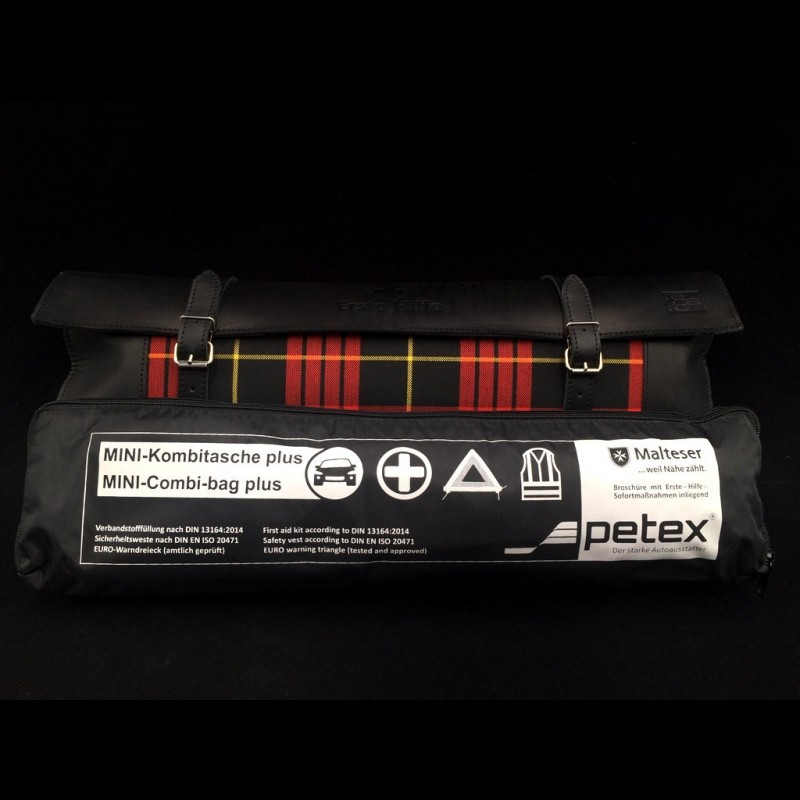 Porsche Original Tartan plaid fabric / Black Recaro leather Bag with ...