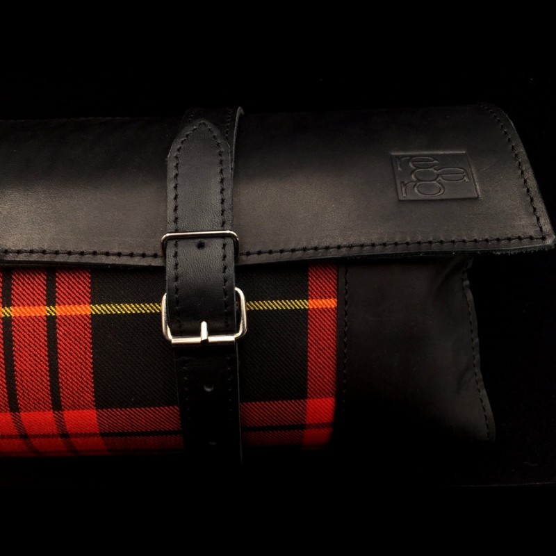 Porsche Original Tartan plaid fabric / Black Recaro leather Bag with ...