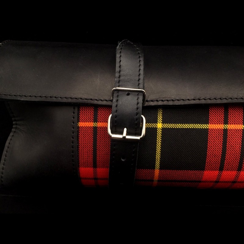 Porsche Original Tartan plaid fabric / Black Recaro leather Bag with ...