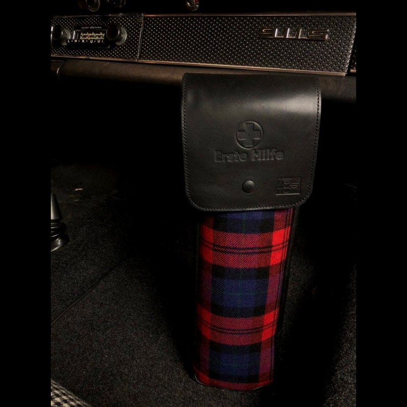 Original Porsche Tartan plaid fabric / Black Recaro leather bag with ...