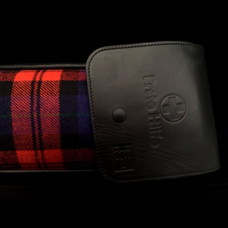 Original Porsche Tartan plaid fabric / Black Recaro leather bag with ...