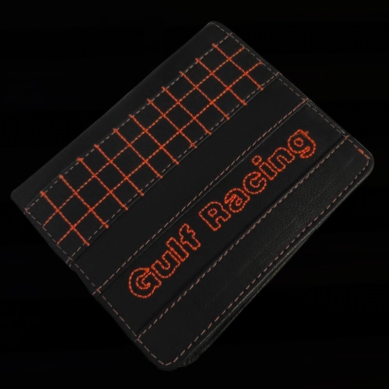 Gulf Wallet Card holder and coin purse Racing black leather / orange ...