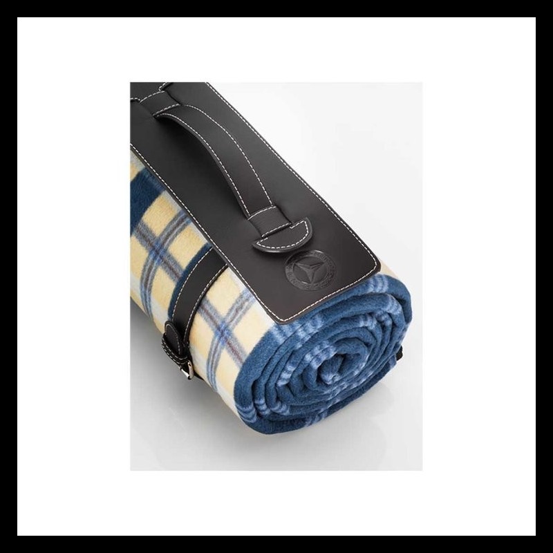 Mercedes Classic picnic checked plaid polyester beige and blue Mercedes ...