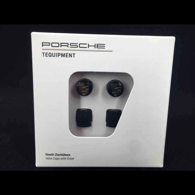 Porsche ventilkappen schwarz / grau logo - 4er-Set - Porsche Original ...
