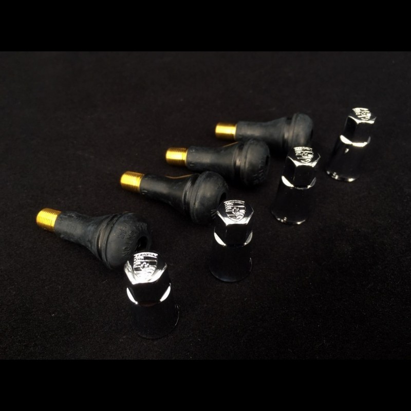 Porsche valve cap chrome with valve included - set of 4 - Original ...