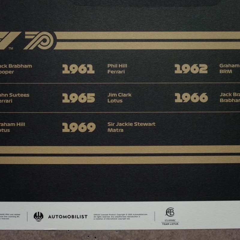 Poster Lotus F1 World champions 1960 - 1969 Edition limitée
