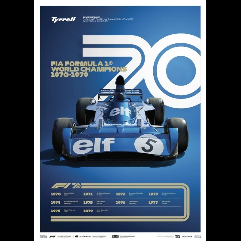 Poster Tyrrell F1 World Champions 1970 - 1979 Edition limitée