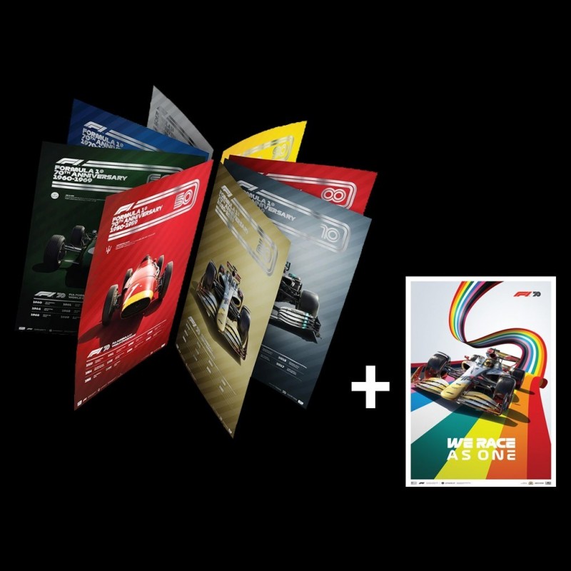Set 8 F1 Posters 70th anniversary complete collection Limited edition ...