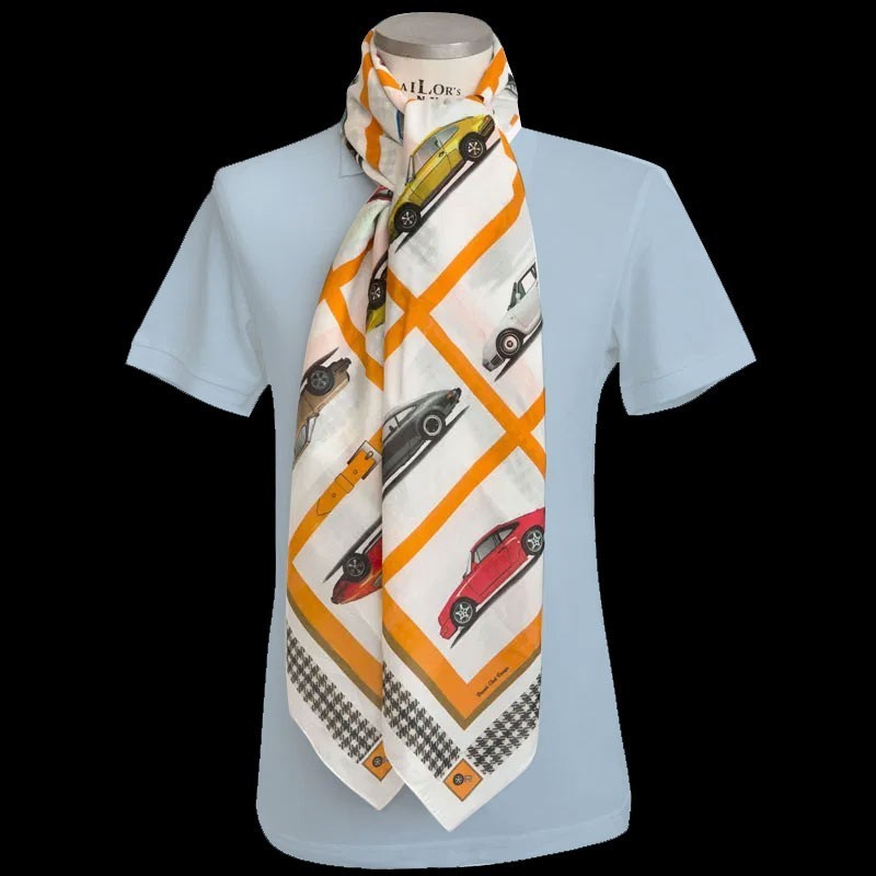 Large scarf necktie Pepita Porsche 911