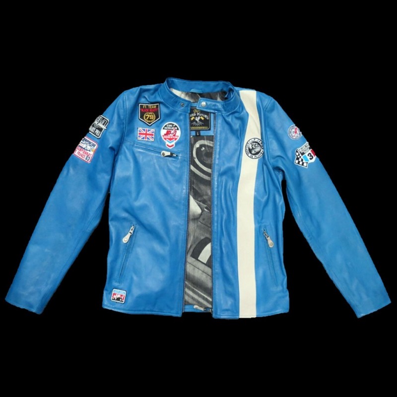 Leather jacket Jean-Pierre Jarier F1 Team blue - men