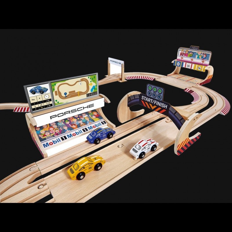 Porsche Racing 600 cm wooden track with 3 cars and accessories Eichhorn ...