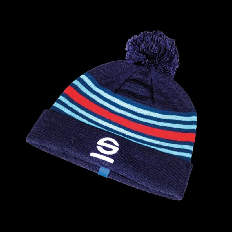 Sparco Beanie Martini Racing Navy blue with pompom 01232MRBM