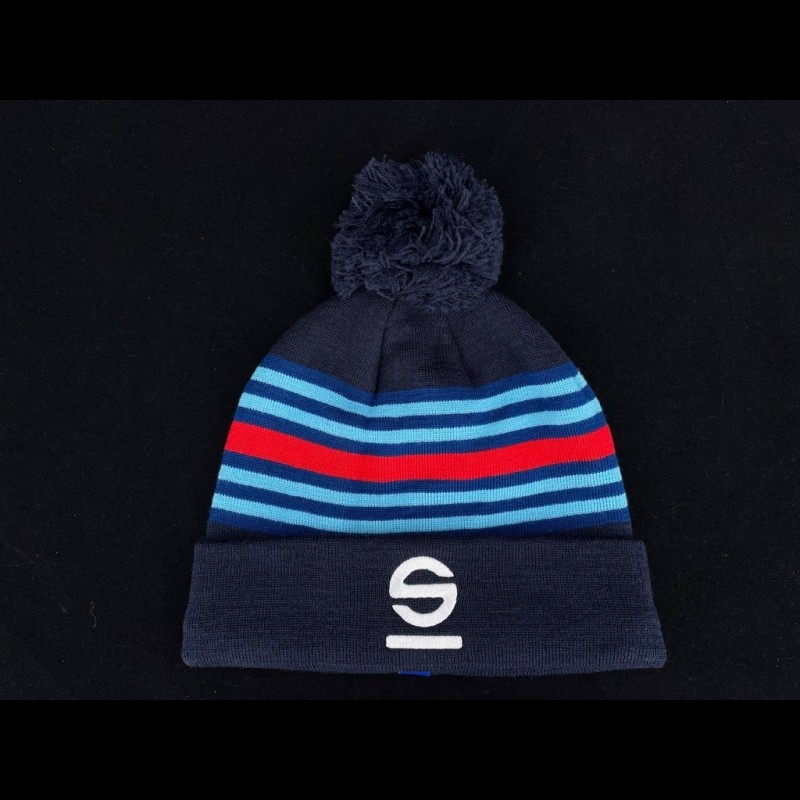 Sparco Beanie Martini Racing Navy blue with pompom 01232MRBM
