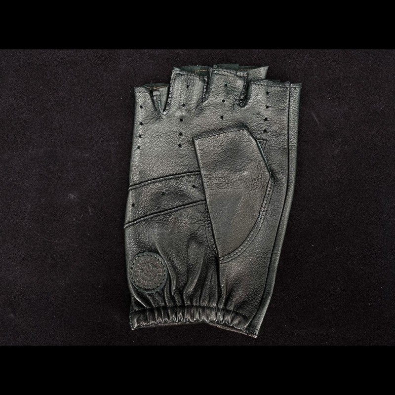 Driving Gloves fingerless mittens leather Racing Dark green / Black ...
