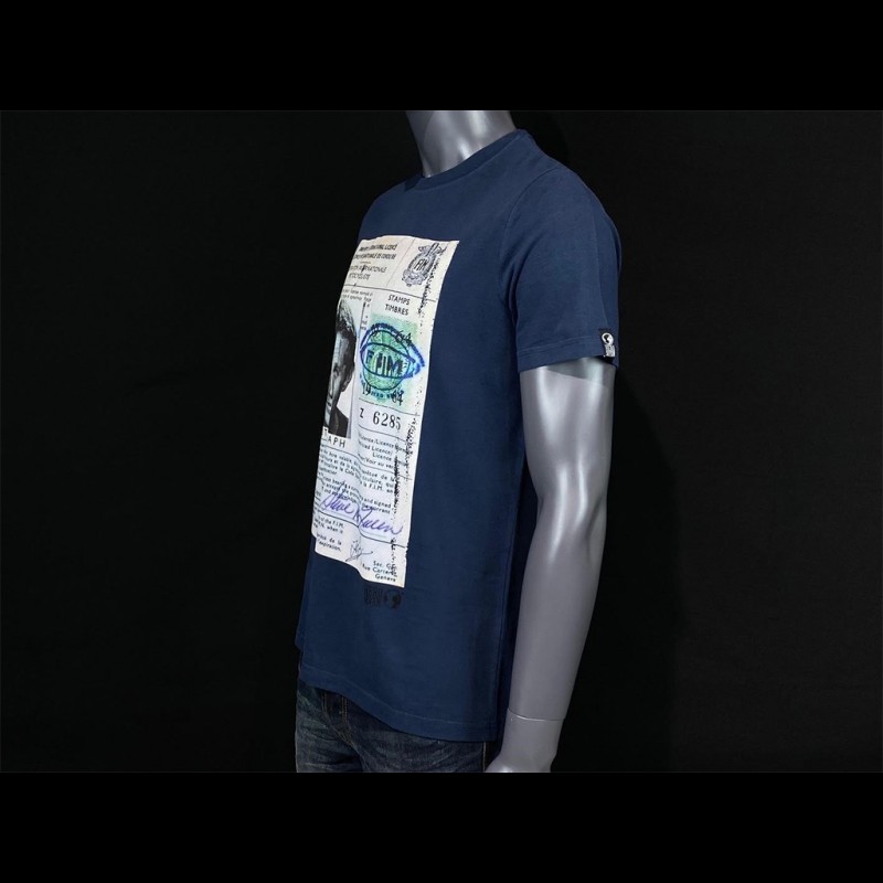 Steve McQueen T-shirt Driving License Marine Blue Hero Seven - men