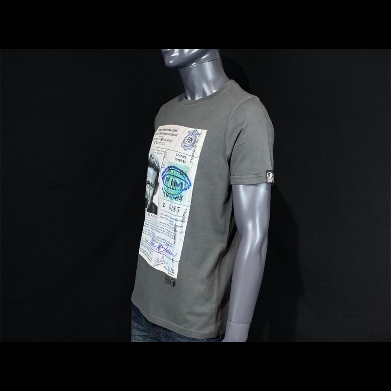 T-shirt Steve McQueen Driving License Gris Hero Seven - homme