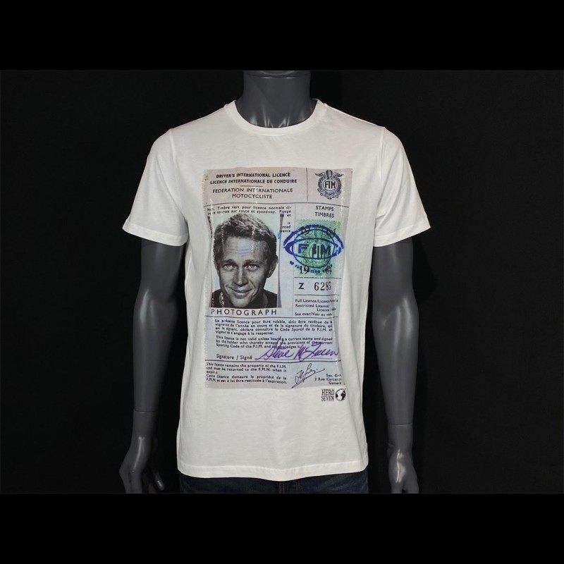 Steve McQueen T-shirt Driving License White Hero Seven - men