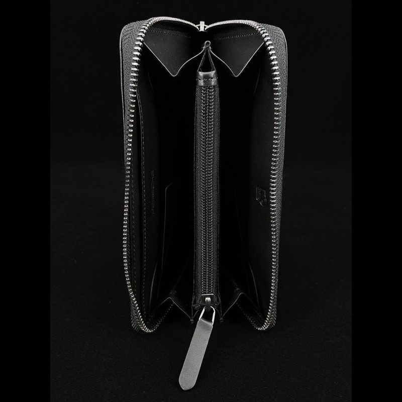 Porsche Wallet Coins holder Women's Metal crest Black Leather ...