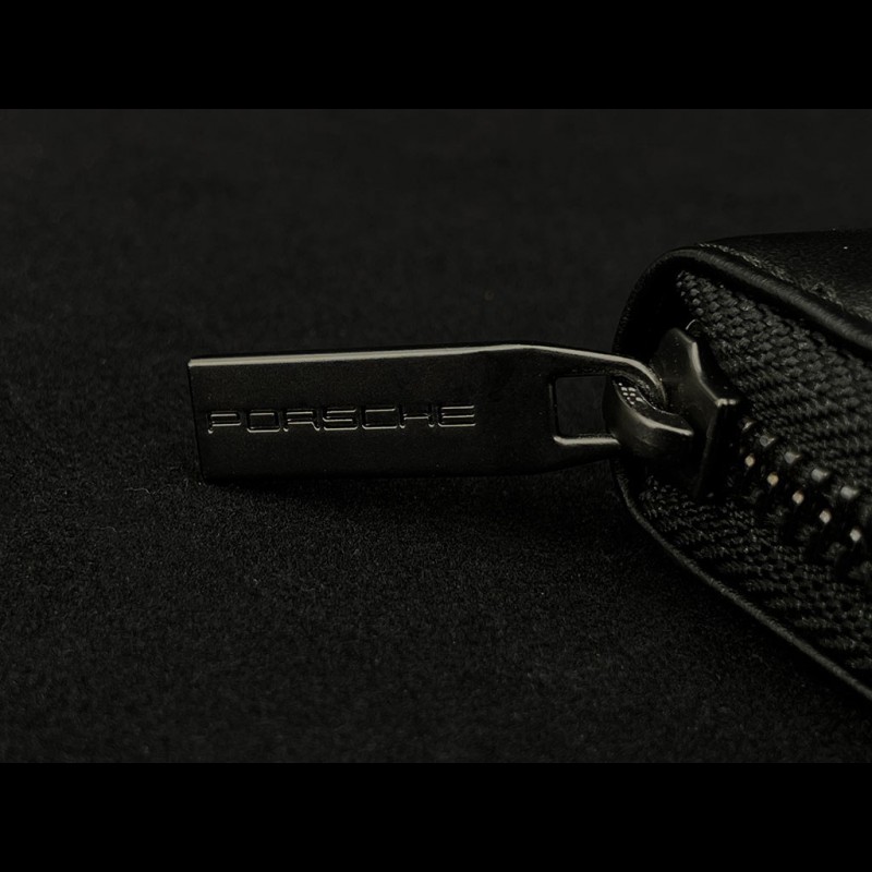 Porsche Wallet Coins holder Women's Metal crest Black Leather ...